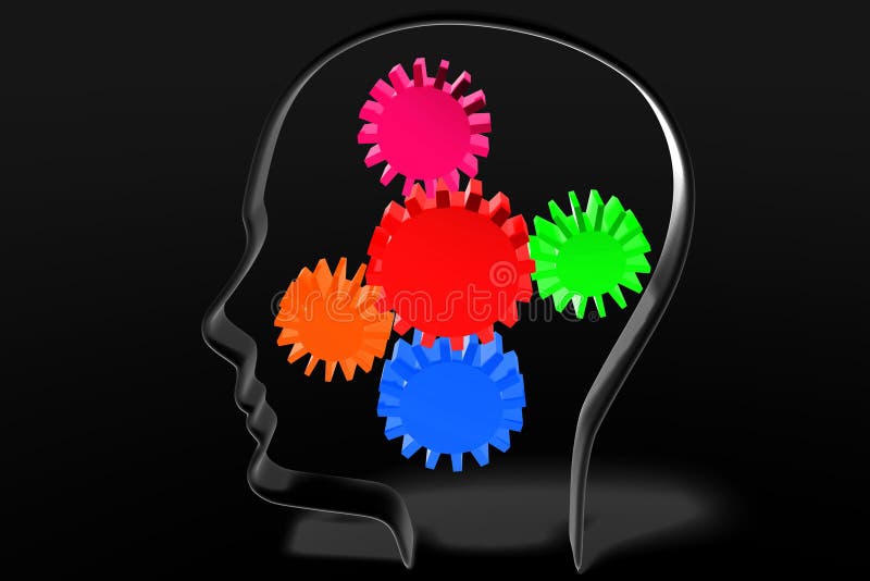Head Shape with Gears - Thinking Concept Stock Illustration ...