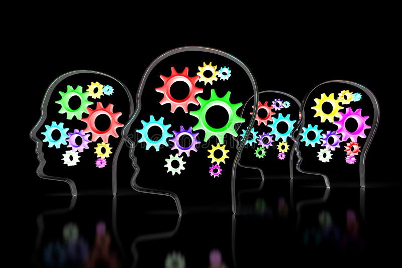 Head Shapes with Gears - Thinking Concept Stock Illustration ...