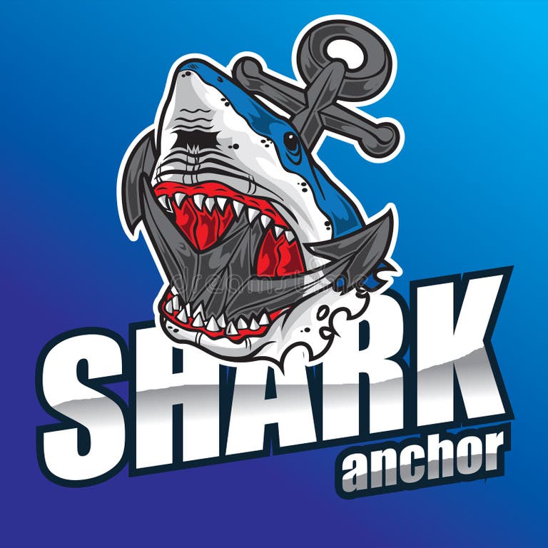 Head Shark Anchor Angry Logo Black Vector Illustrator Stock Vector ...