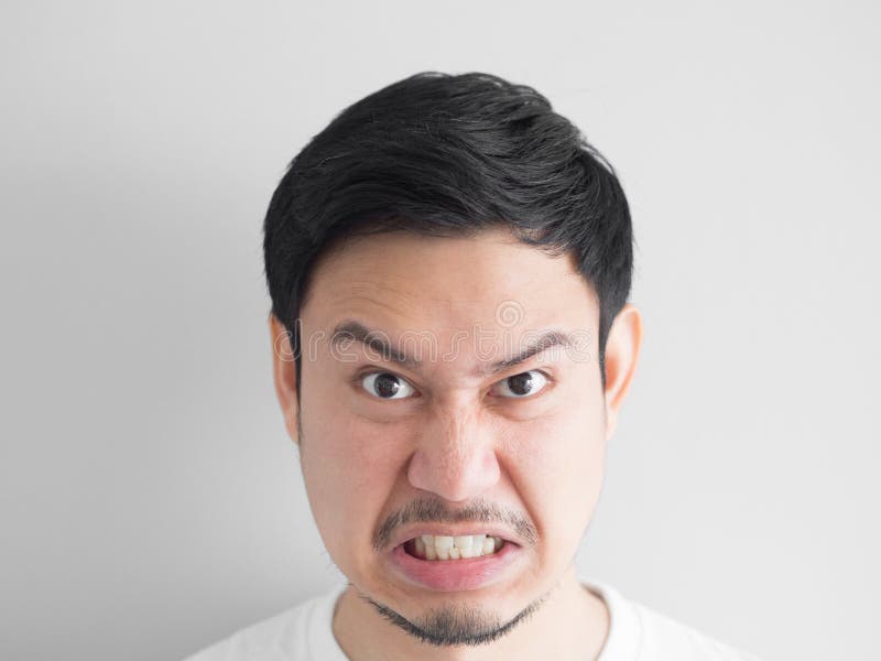 Head Shot of Angry Face Man. Stock Image - Image of isolated, beard ...