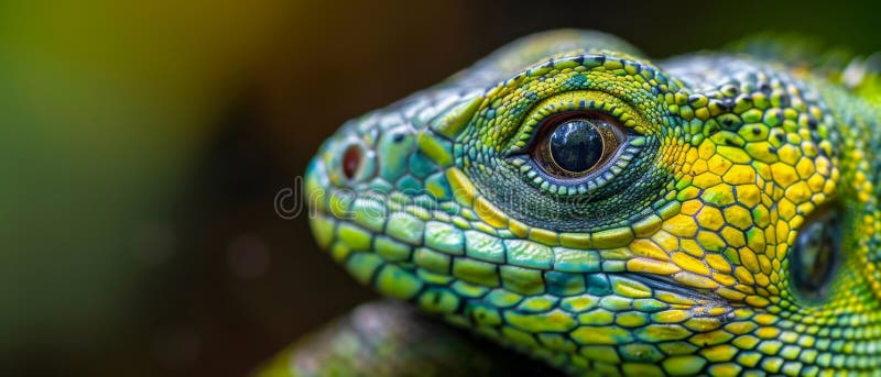 Head Shot Closeup of Green Crested Lizard Stock Image - Image of ...