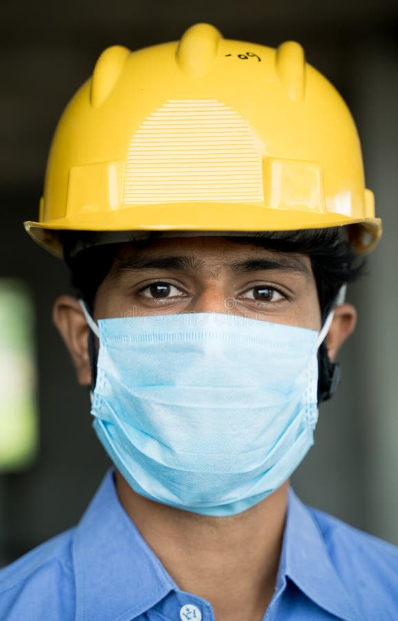 Head Shot of Construction Worker, Reopening of Construction Sites or ...