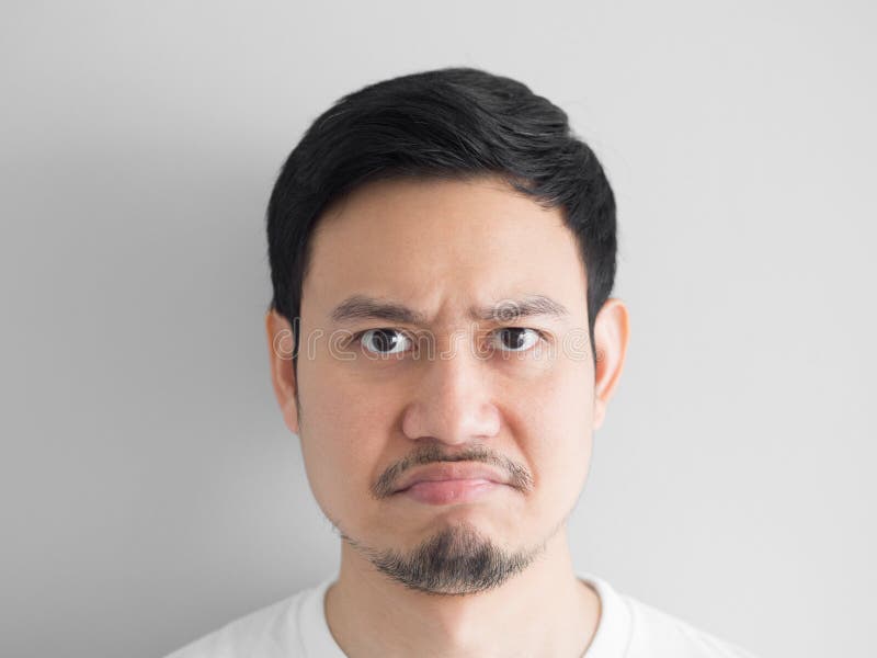Head Shot of Grumpy Face Man. Stock Photo - Image of people, expression ...