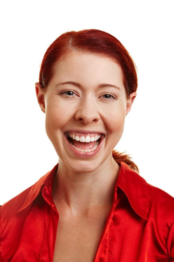 Head Shot of Happy Smiling Woman Stock Image - Image of head, redhaired ...