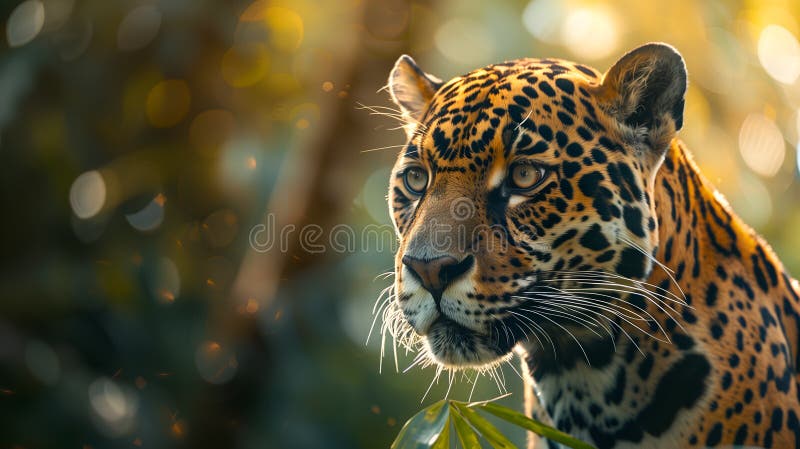 Head Shot of a Leopard in the Jungle. Lateral View Stock Photo - Image ...