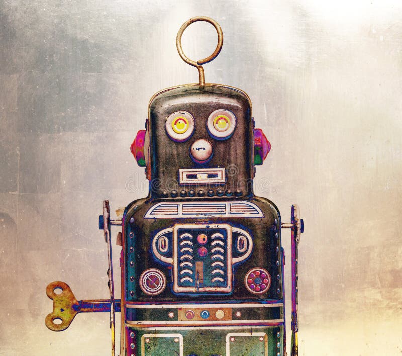 Head Shot of an Old Retro Tin Robot T Stock Photo - Image of head ...