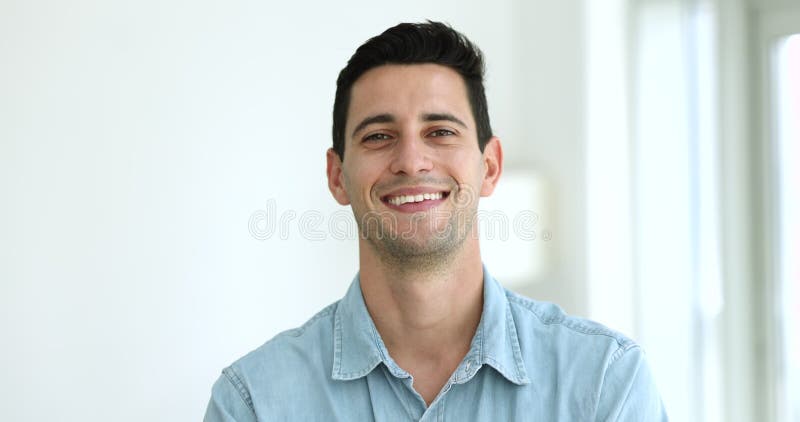 Head Shot Portrait Happy Handsome Hispanic Man Stock Footage - Video of ...