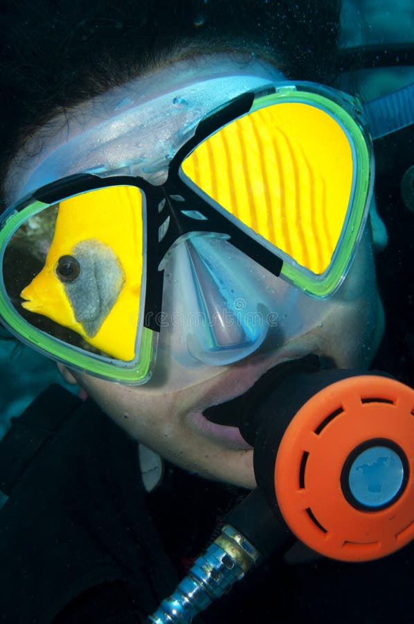 Head shot of scuba diver stock photo. Image of activity - 15087856