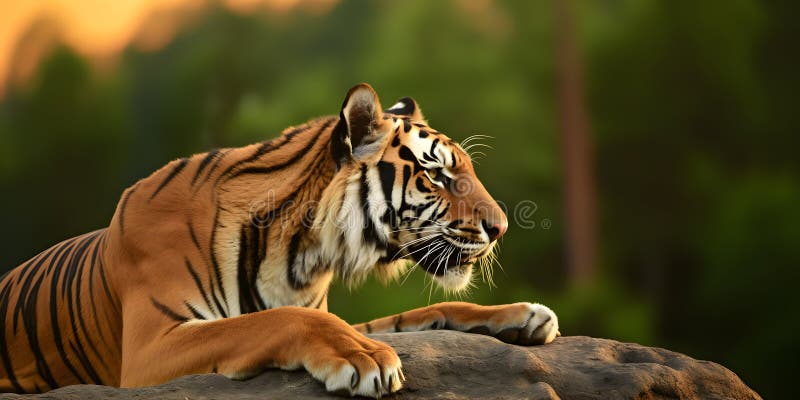 Head Shot of Tiger in the Jungle. Lateral View. AI Generated Stock ...