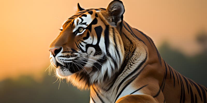Head Shot of Tiger in the Jungle. Lateral View. AI Generated Stock ...