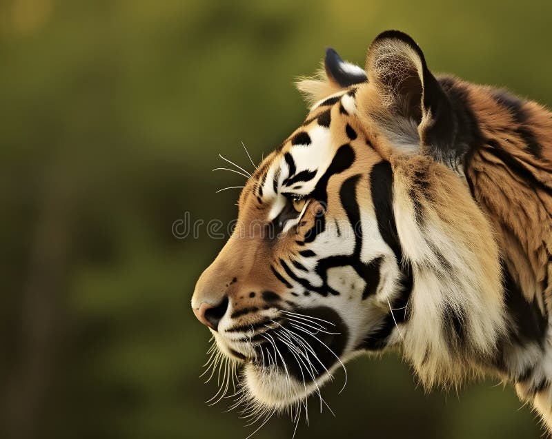 Head Shot of Tiger in the Jungle. Lateral View. AI Generated Stock ...