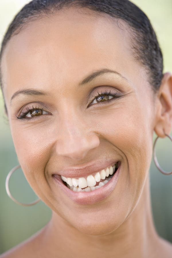 Head shot of woman smiling stock photo. Image of smiling - 5944542