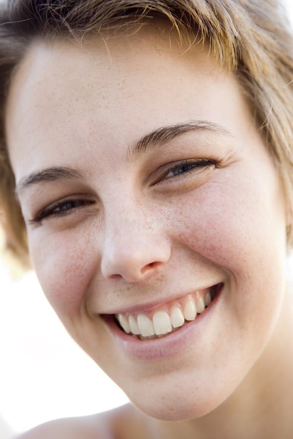 Head shot of woman smiling stock photo. Image of smiling - 5944630