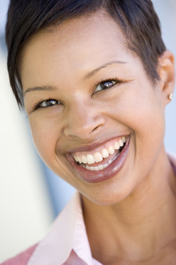 Head shot of woman smiling stock photo. Image of pretty - 5945260