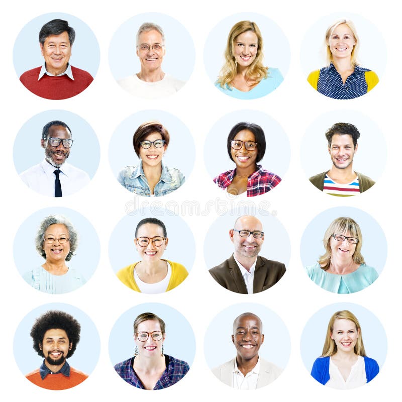 Head Shots of Multi-Ethnic Group of People Isolated Stock Image - Image ...