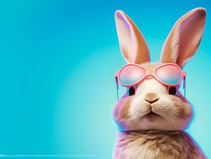 Head and Shoulder Portrait of Adorable Rabbit with Eyeglasses Stock ...