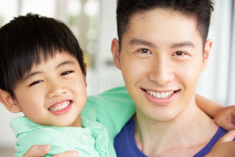 Head and Shoulders of Chinese Father and Son Stock Image - Image of ...