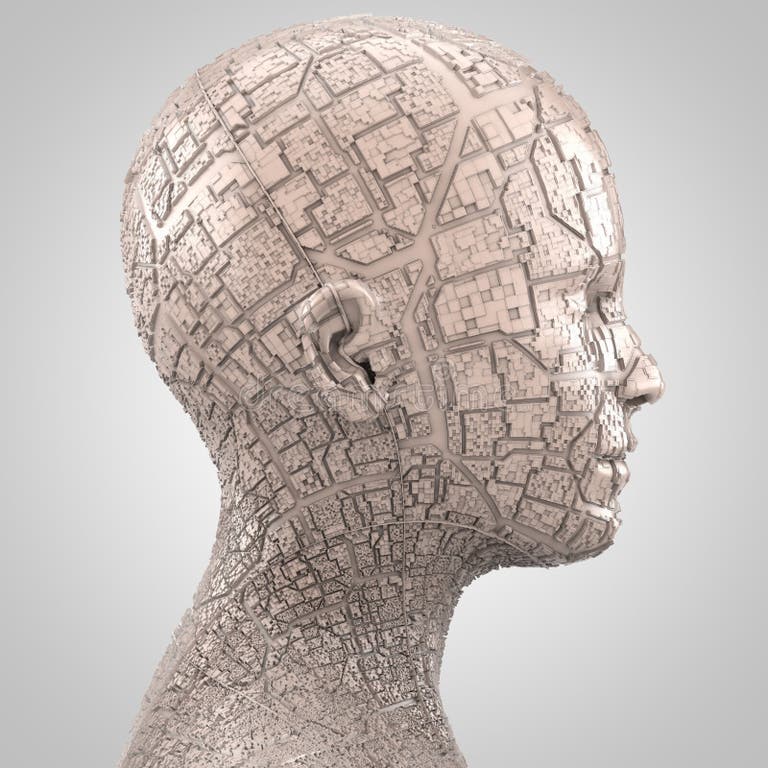 Head Sideview with Streetmap Stock Illustration - Illustration of ...