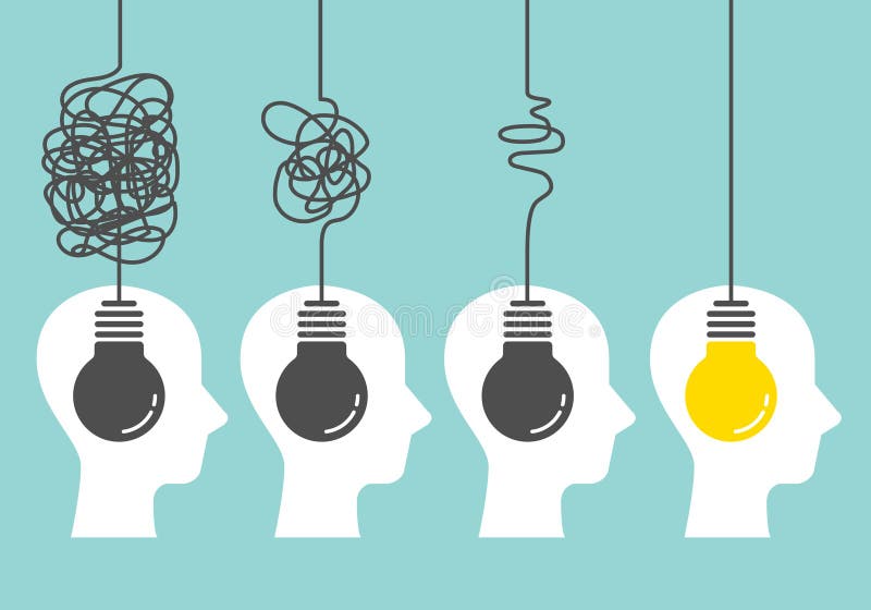 Head Sign with Bulb and Doodle Line. Problem Resolve. Understand ...