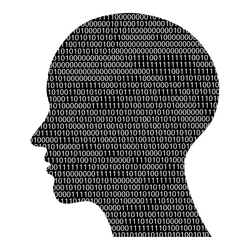 Head Silhouette with Binary Code Stock Vector - Illustration of human ...