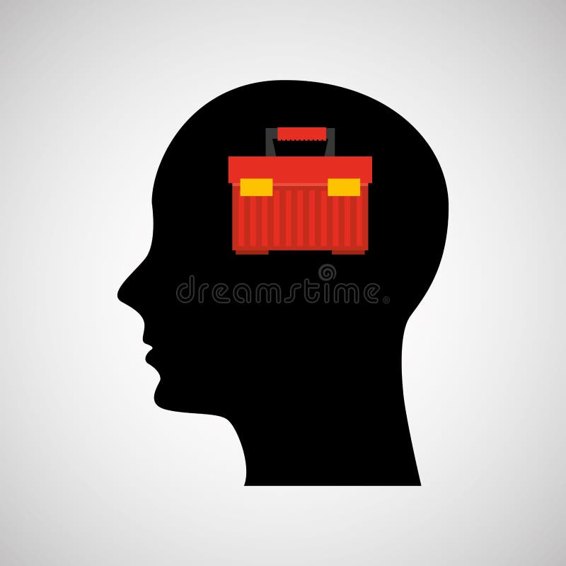 Head Silhouette Black Icon Tool Box Stock Illustration - Illustration ...