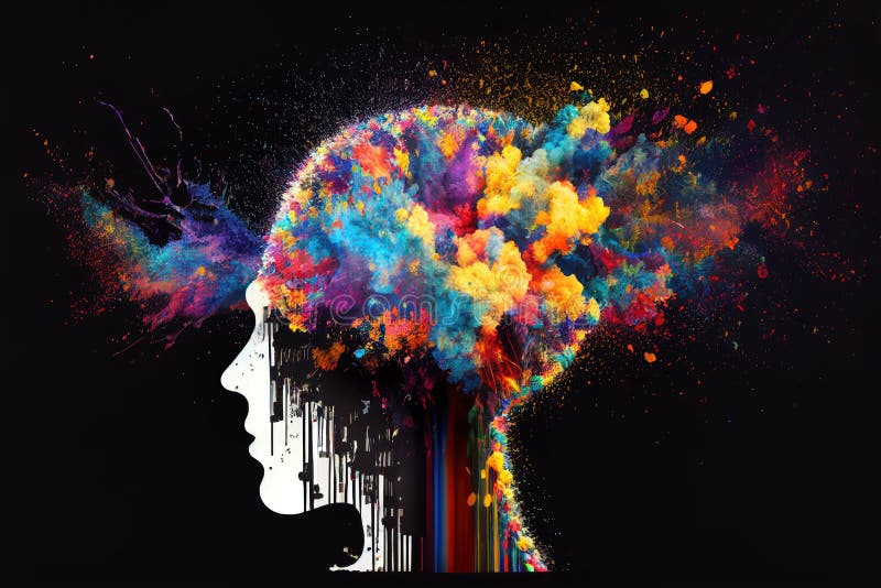 Silhouette of Man Head with Neural Connections in Brain. Generative AI ...