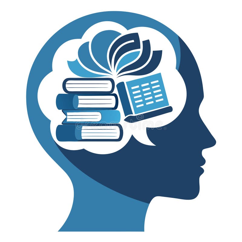Knowledge and Learning: Head with Books, Representing Education and ...