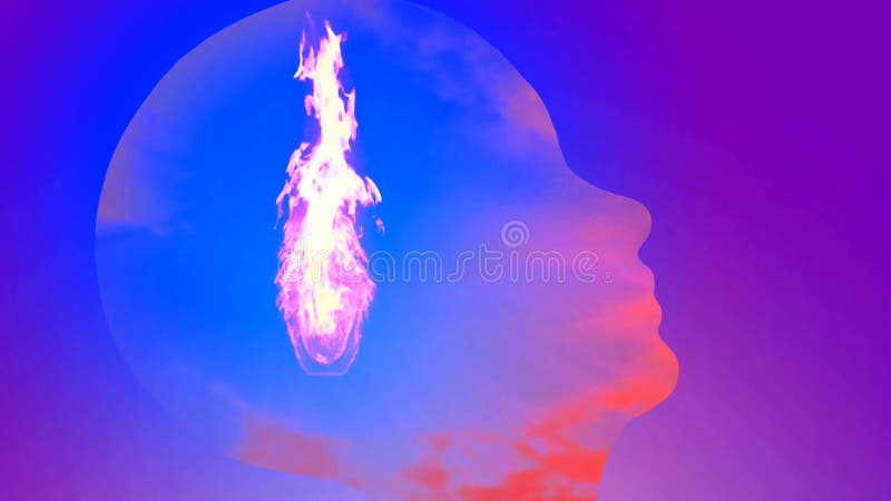 Head Silhouette with Fire in the Sky Stock Video - Video of graphic ...