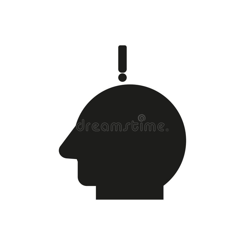 Head Silhouette Icon. Exclamation Mark Symbol. Awareness Concept ...
