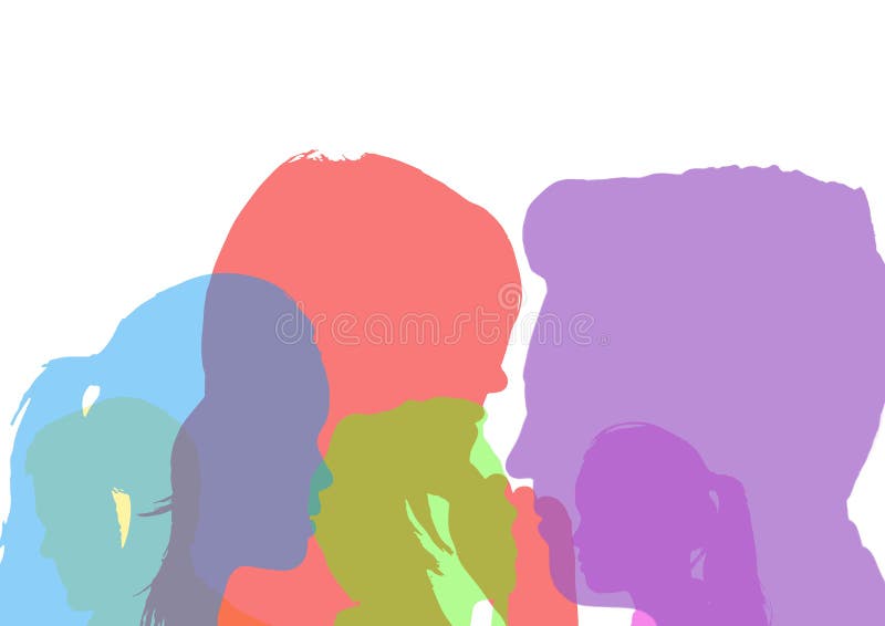 Head Silhouettes in Different Colors. White Background Stock ...