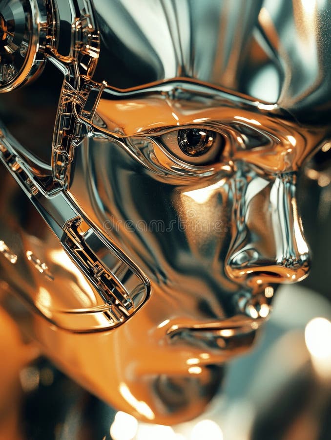 Silver Robot Head stock image. Image of tech, head, cybernetic - 384710939