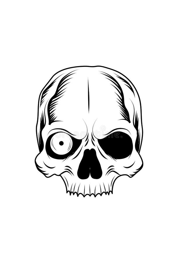 Head skull with one eyes stock vector. Illustration of gothic - 240994807