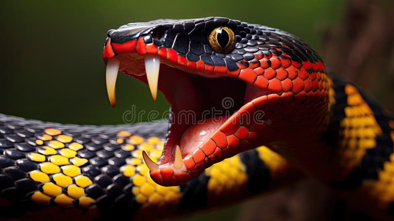 Head of a Snake with Open Mouth Sharp Teeth Stock Illustration ...