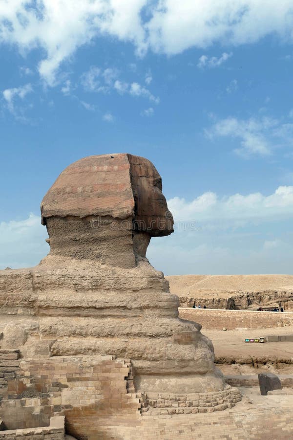 Sphinx Lion and the Great Pyramid Stock Photo - Image of carved ...