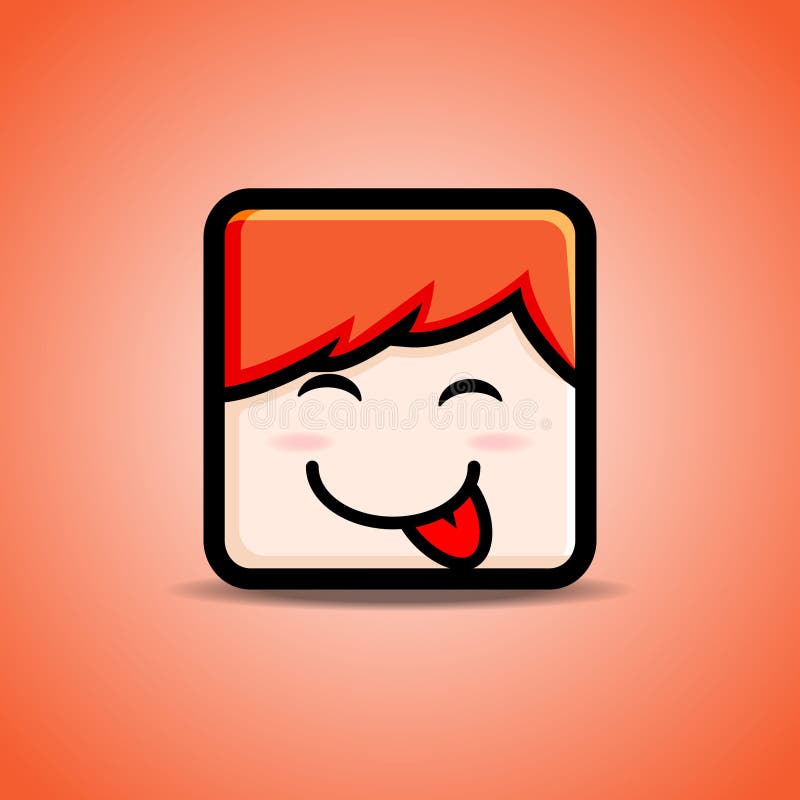Head Square Avatar Cute Character Stock Photo - Image of stylish, emoji ...