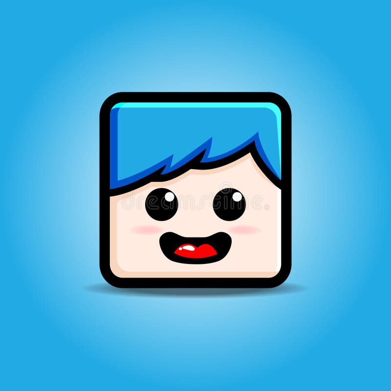 Head Square Avatar Cute Character Stock Vector - Illustration of ...