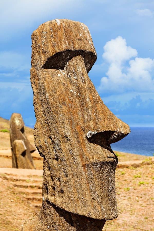 Standing Moai in Easter Island at Sunrise Stock Photo - Image of island ...
