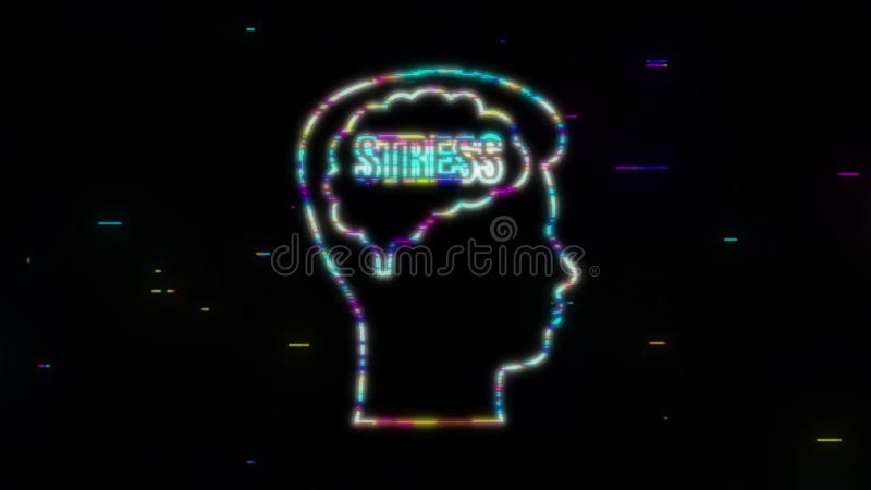 No Stress Glitch Text Effect Animation on Black Background Stock Video ...