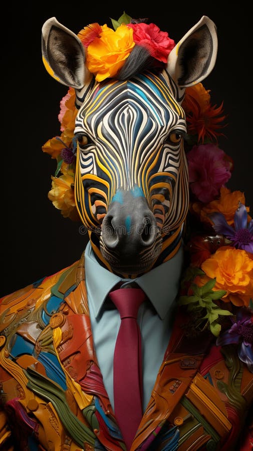 The Head of a Striking Zebra Posing in-front of Vivid Background Stock ...