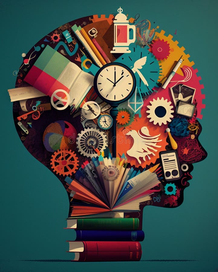 Head with Stuff for Education Created with Generative AI Technology ...