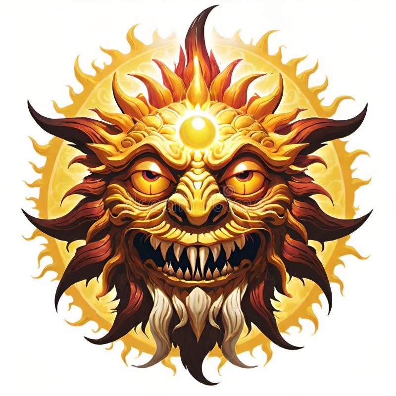 The Head of the Sun Monster Stock Illustration - Illustration of ...