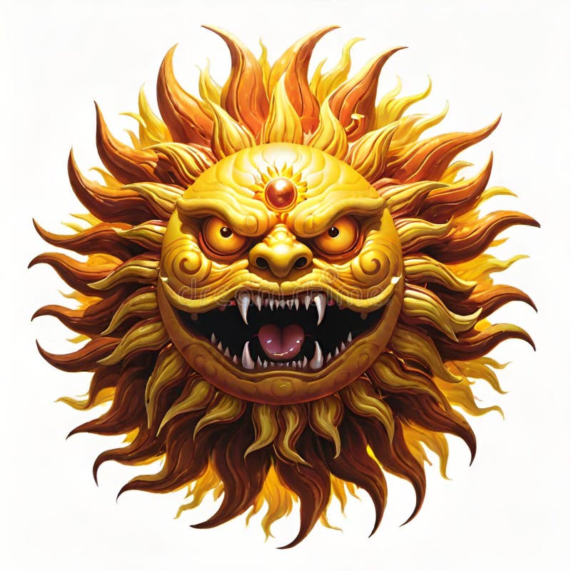 The Head of the Sun Monster Stock Illustration - Illustration of symbol ...