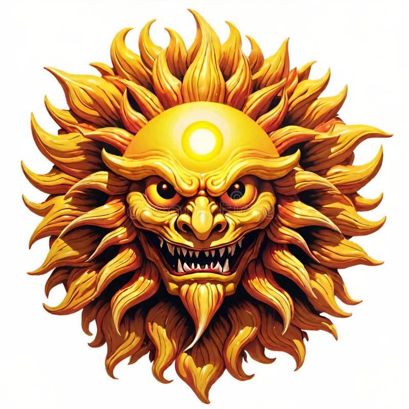 The Head of the Sun Monster Stock Illustration - Illustration of danger ...