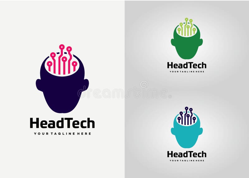 Head Tech Logo Design Template Stock Vector - Illustration of abstract ...