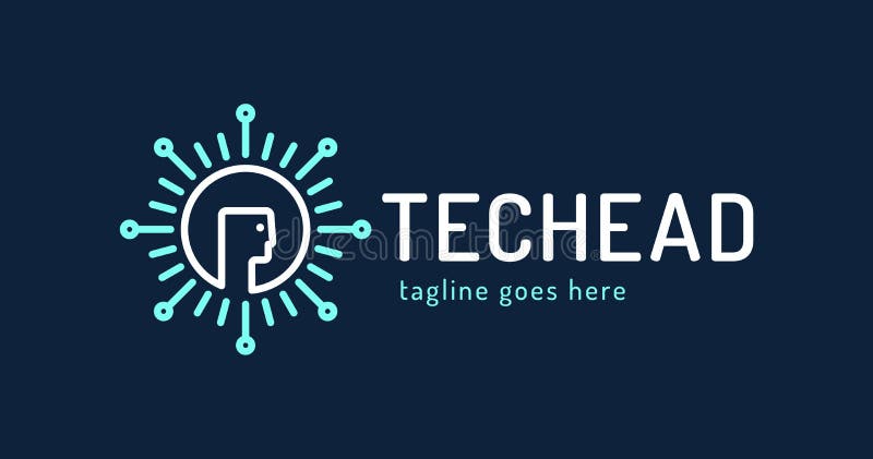 Head Tech Logo, Robotic Technology Logotype Template Designs Vec Stock ...