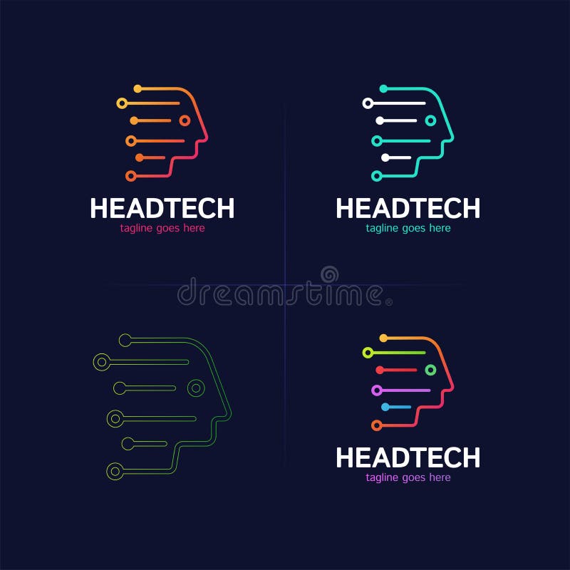 Head Tech Logo, Robotic Technology Logotype Template Designs Vec Stock ...