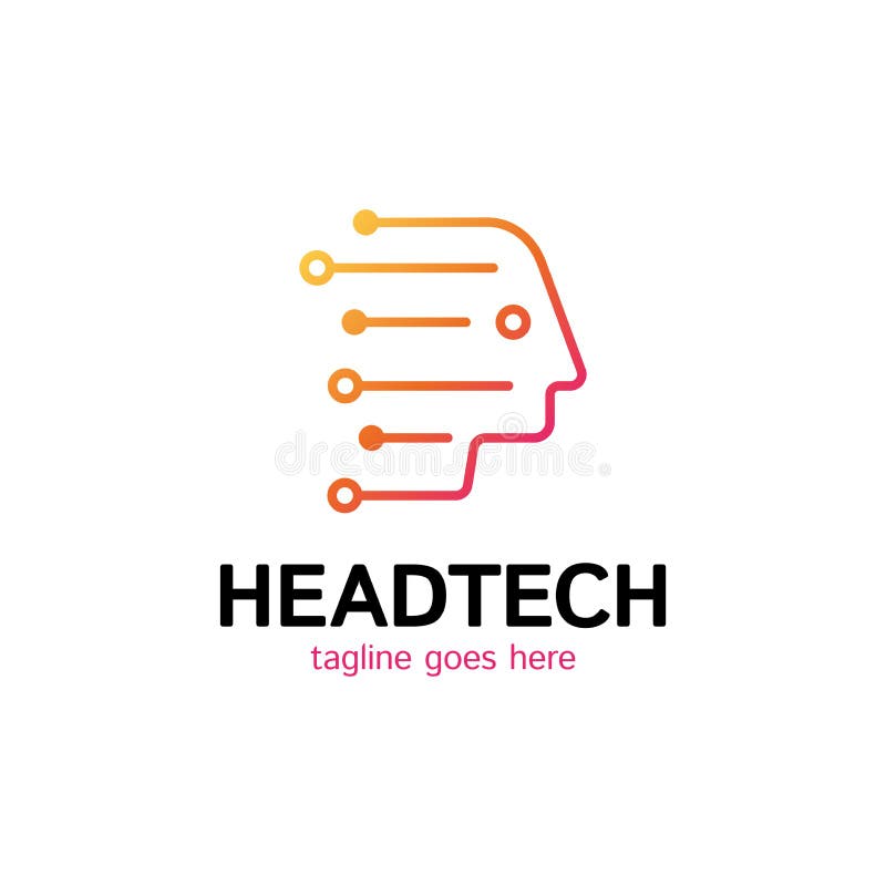 Head Tech Logo, Robotic Technology Logotype Template Designs Vec Stock ...