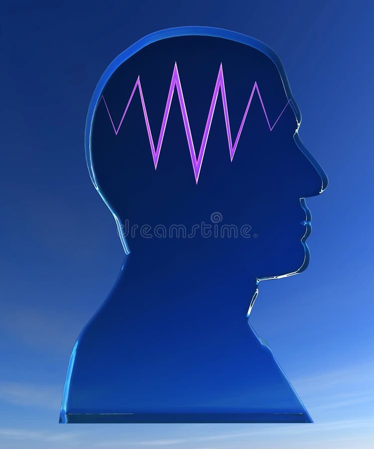 Head with thinking wave stock illustration. Illustration of person ...