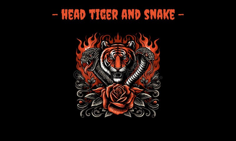 Head Tiger and Snake Vector Tattoo Design Stock Vector - Illustration ...