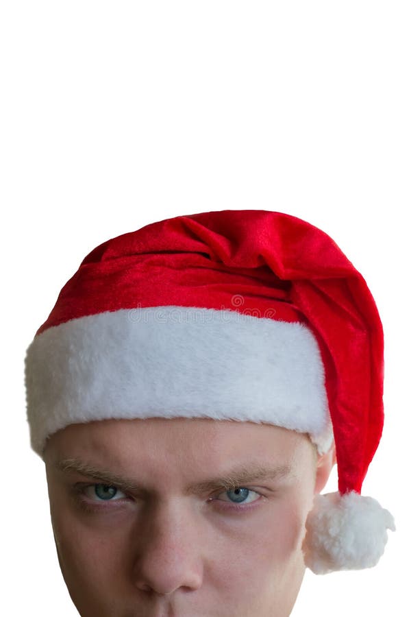 Head of Tired Wicked Santa Claus Isolated on White Background Stock ...